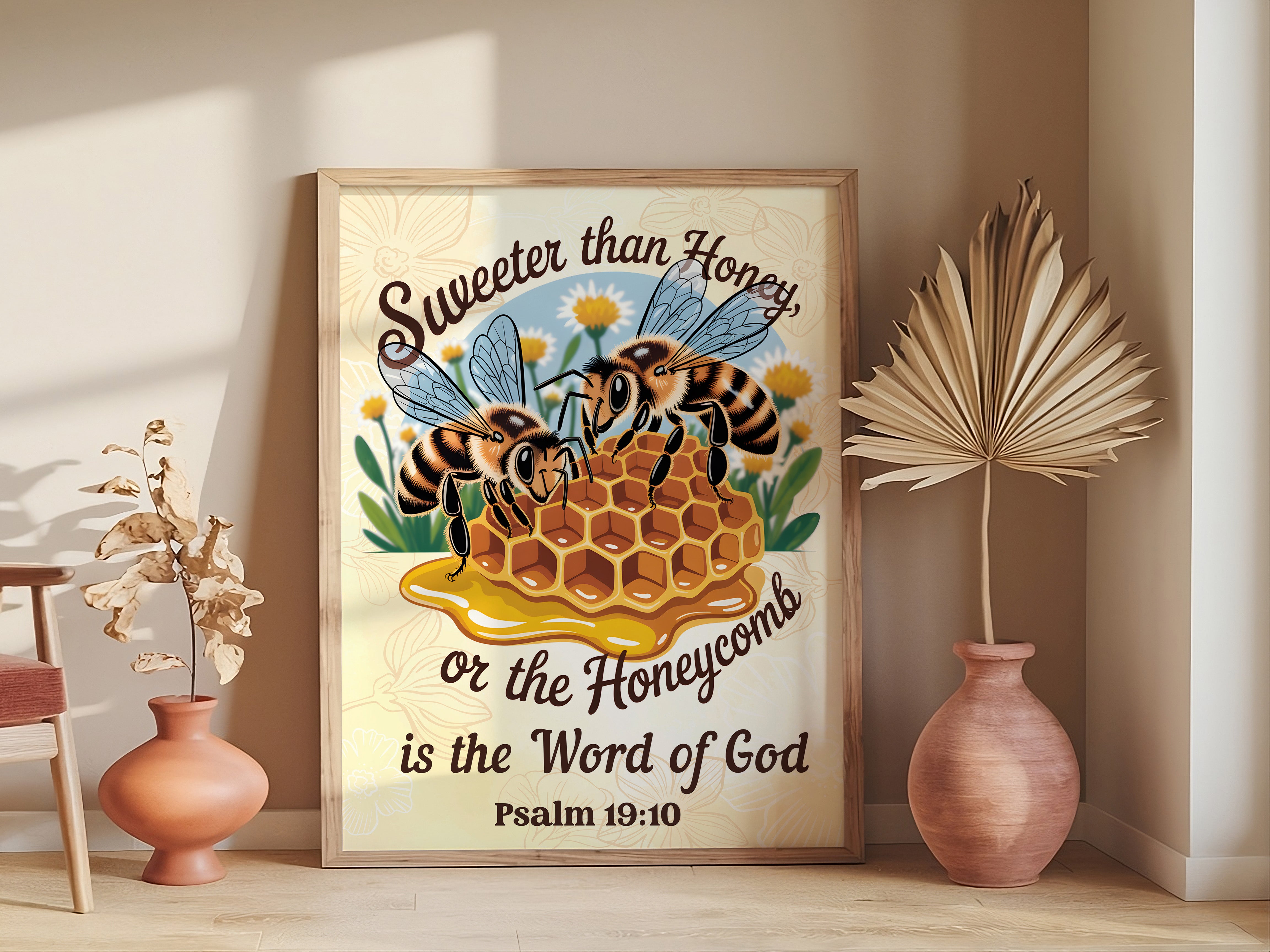 Sweeter Than Honey Christian Art - ProverbsInspired Bee and Honeycomb ...