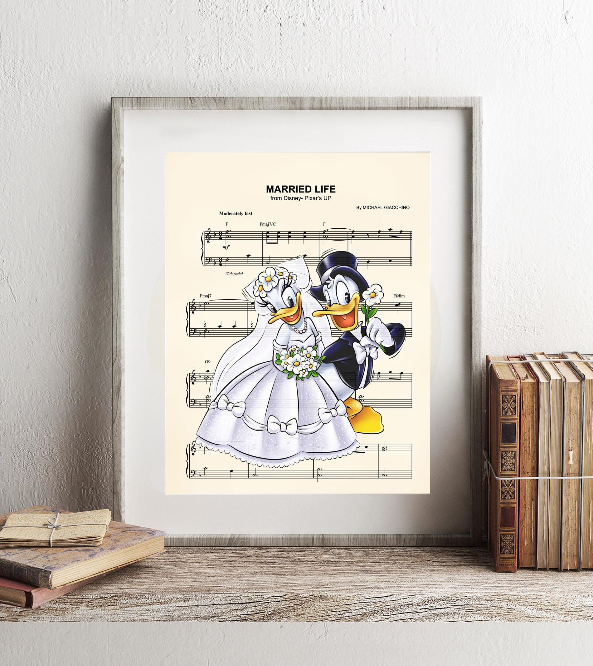 Donald Duck and Daisy Duck Wedding - Married Life Sheet Music Art Prin ...
