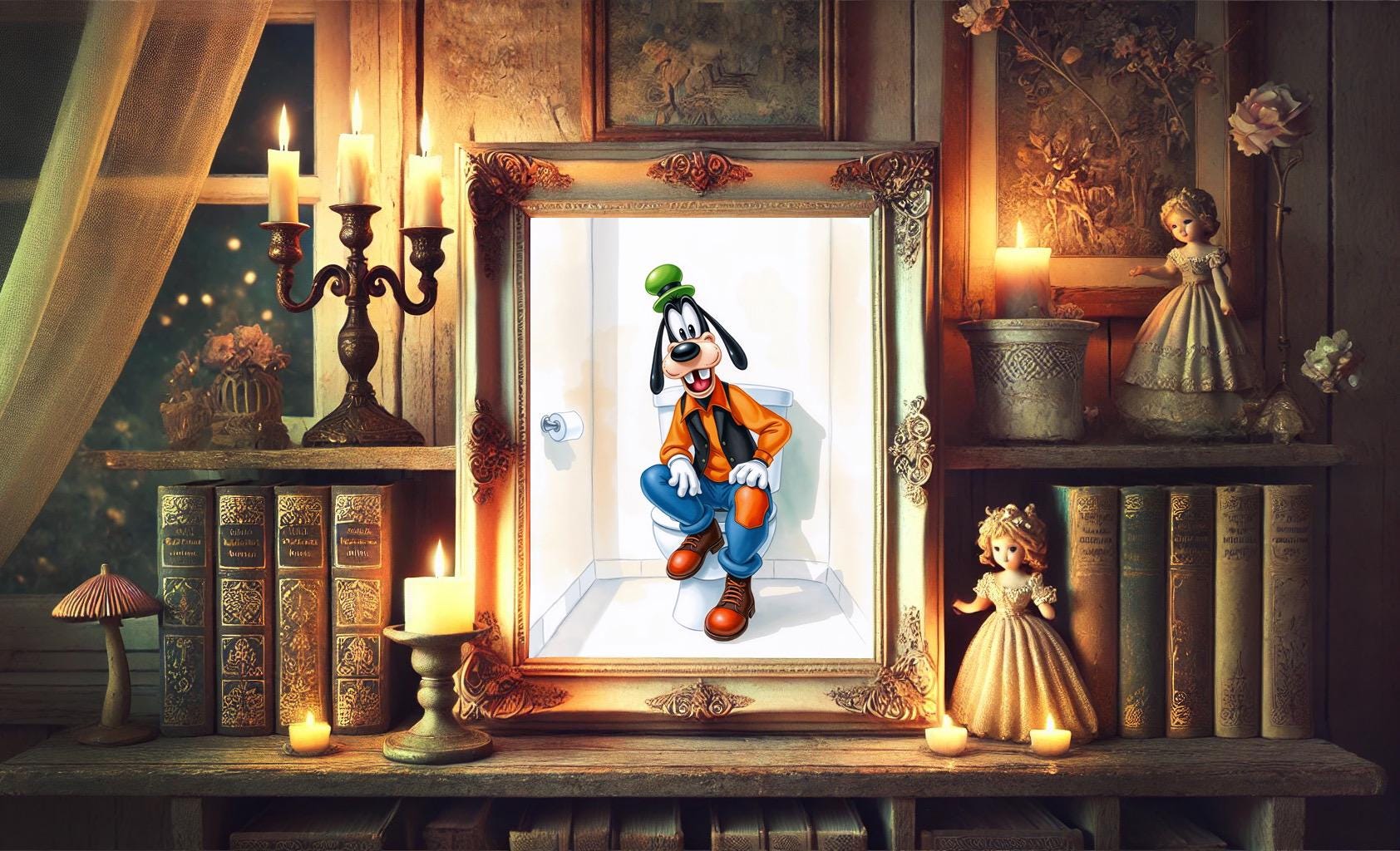Goofy on Toilet Bathroom Art Print | Wall Art Print – AmourPrint